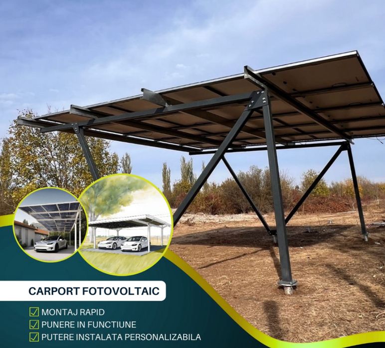 Carport Fotovoltaic 7 kw pentru 2 masini cu instalare in maxim 4h Ilfov ...