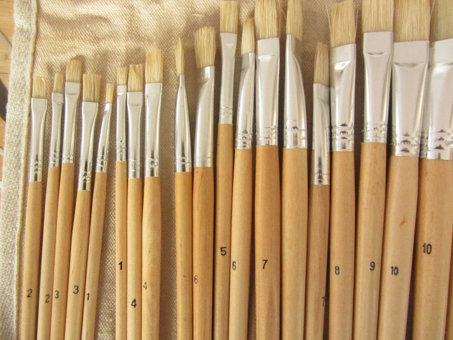 Set de 30 Pensule pictura profesionale de lanr 1 la nr12 cu husa de in ...