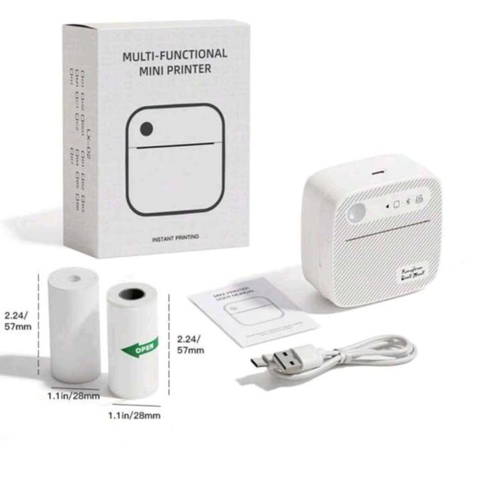 Imprimanta mini cu Bluetooth portabila tip termica NOUA + 2 role cadou ...