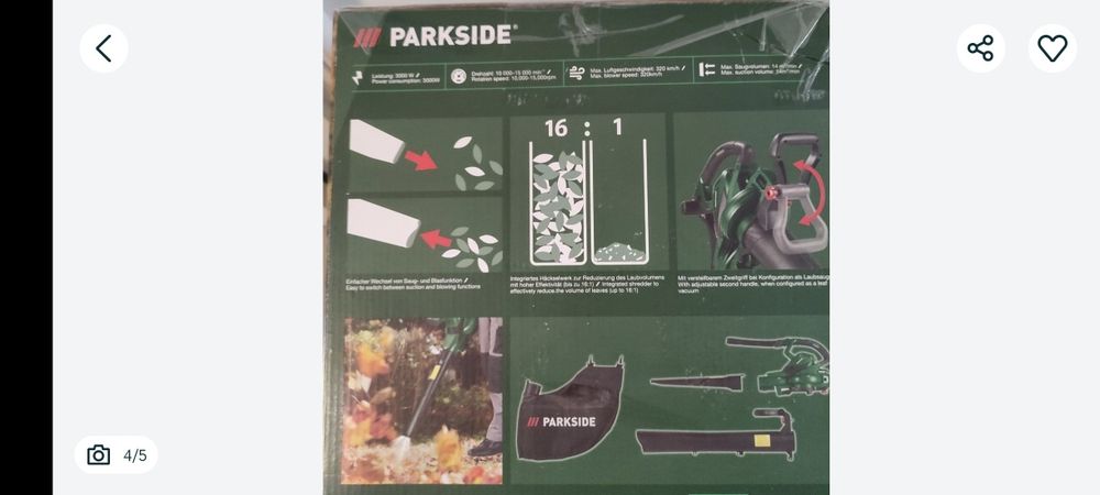 Suflanta/aspirator frunze Parkside Branesti • OLX.ro