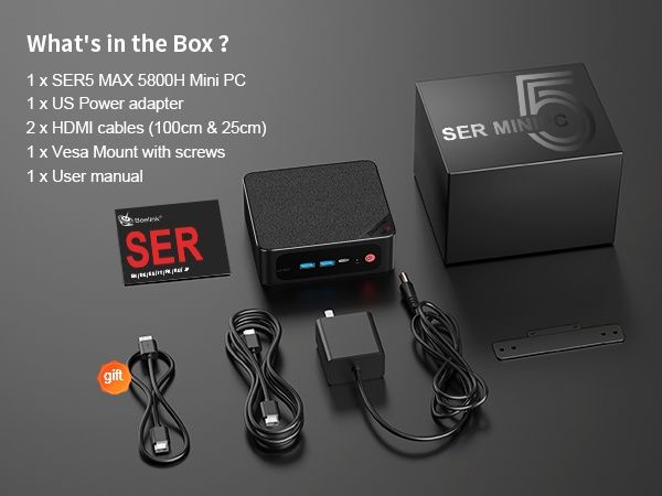 Beelink SER5 MAX Mini PC,Ryzen 7 5800H, RAM 16GB+500GB SSD. WiFi 6 ...