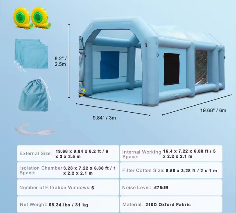 Cabina Cabine De Vopsit Gonflabila Auto Moto Mobila Repere 6x3x2.5M ...