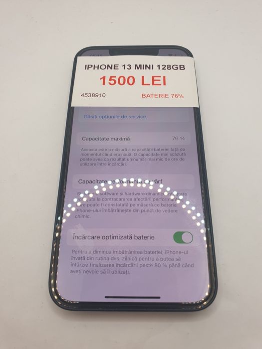 Iphone 13 mini 128GB 76% bat•Amanet Lazar Crangasi•45389 Bucuresti ...