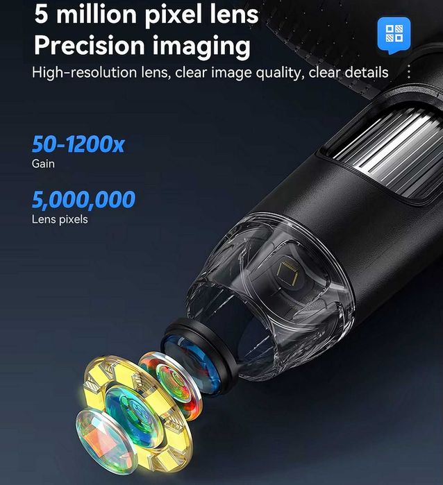 Microscop digital cu display 7" iluminare cu 8 leduri si telecomanda ...