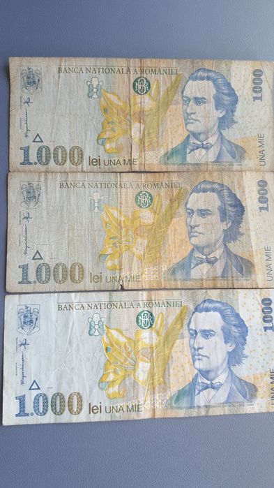 Vand 3 bancnote 1000 lei cu poza lui Eminescu Targu-Mures • OLX.ro