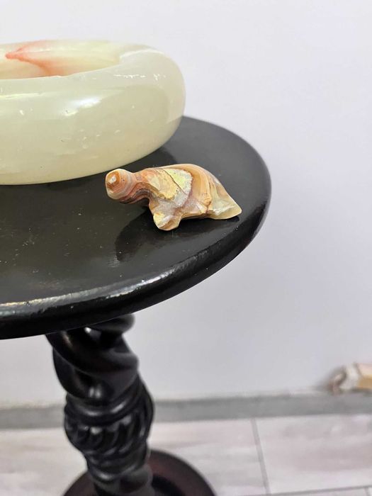 Set scrumiera mare si doua statuete onix vechi bibelou bibelouri ...