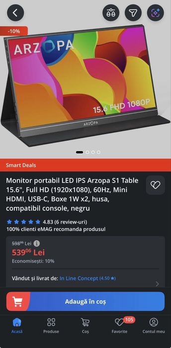Monitor portabil 15.6” full HD Type C si HDMI Buftea • OLX.ro