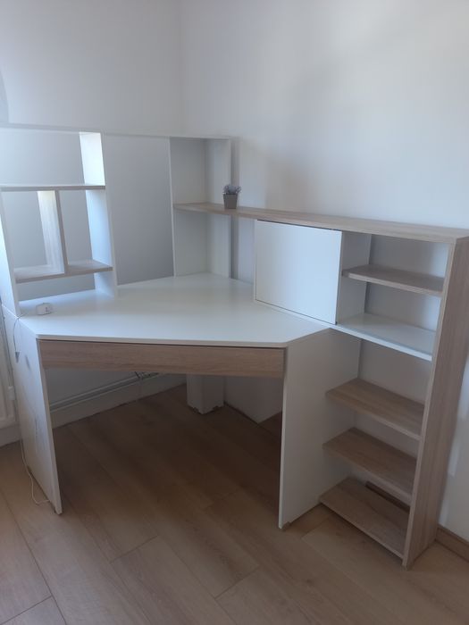 Birou colt alb +pat gratis+lumini Craiova • OLX.ro