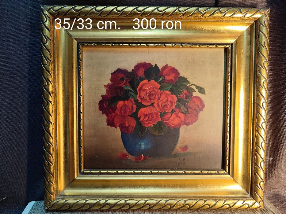 Colectie 8 tablouri vechi pictate ulei/panza/carton inramate. Ploiesti ...