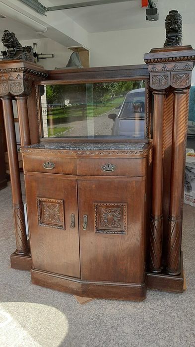 Set mobilier sufragerie,bufet mare,mic,masa extensibila,lemn,marmura ...