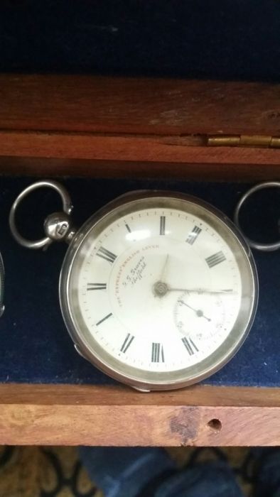 Colecție 6 ceasuri de buzunar din argint Anglia+ 6 lanțuri vintage ...