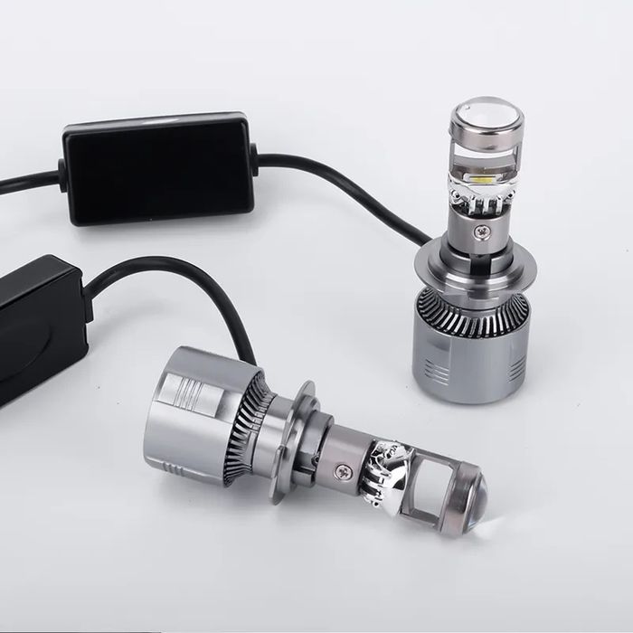 Kit Becuri Led H7 cu LUPA 19mm 140w 26.000 Lumeni/set 6000k Canbus ...