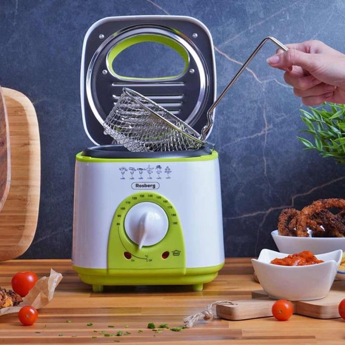Фритюрник мини Rosberg R51980B, 1 литър, 950W, 80-190 C, Бял/зелен - 2 гр. Варна Център • OLX.bg