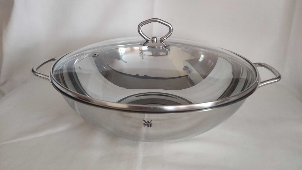 WMF голям уок тиган от неръждаема стомана стъклен капак гр. Луковит • OLX.bg