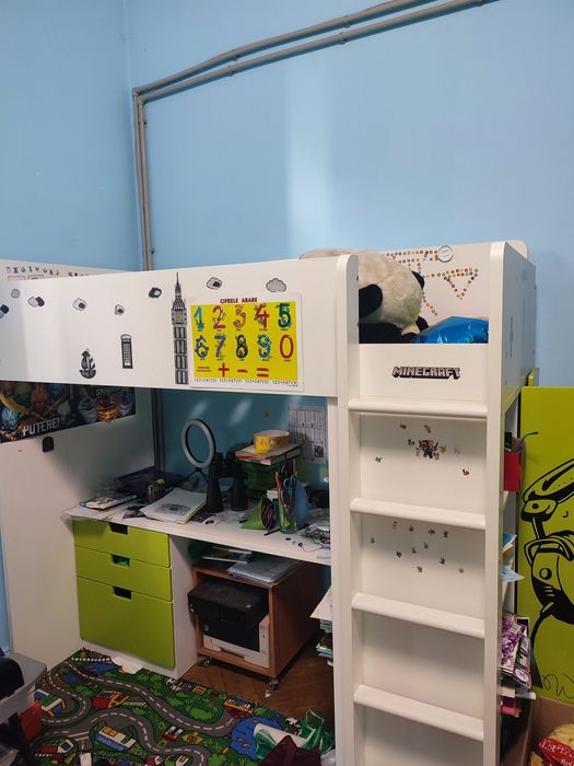 Pat Ikea supra etajat cu birou 90×200 cm Bucuresti Sectorul 4 • OLX.ro