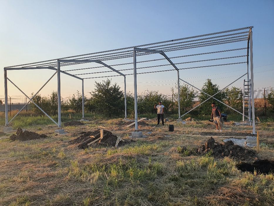 Hala 8x15 cu montaj structura metalica sopru fânar grajd garaj utilaj ...