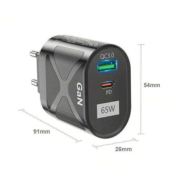 Incarcator telefon tableta Apple iPhone Samsung USB type C PD GaN 65W ...