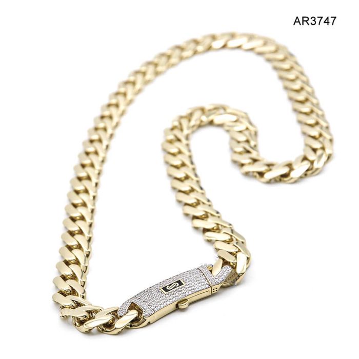 Lant Aur 14k Cuban Monaco Chain model nou deosebit ARJEWELS(AR3744 ...