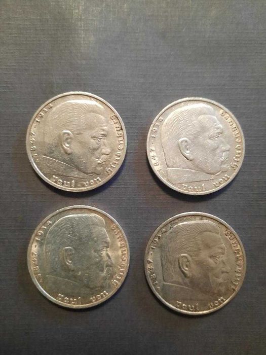Monede argint naziste cu zvastica 2 Reichsmark- Germania 1937-1939 Baia ...