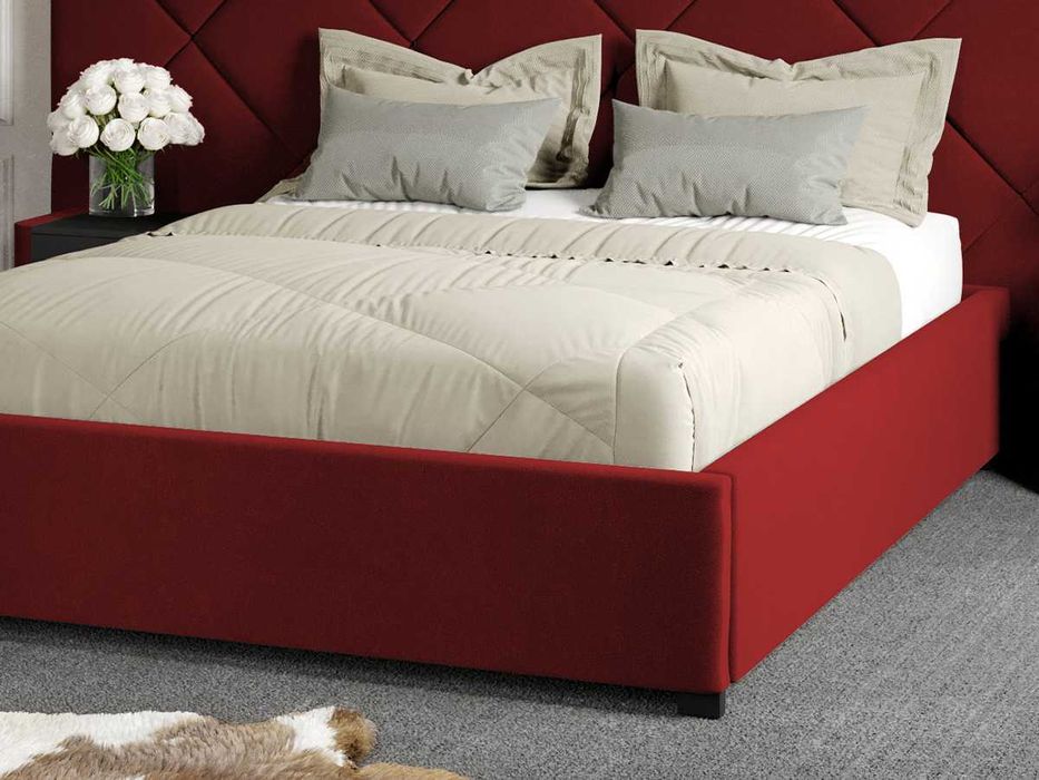 Pat Tapitat cu Panou Inalt C4 Dubai Grena saltea 190 rabatabil+lada ...