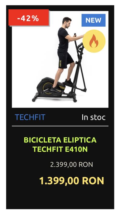 Bicicleta Eliptica Techfit E410N Rosu • OLX.ro