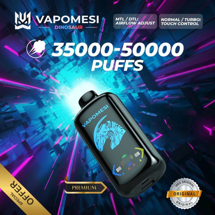 Vape Vapomesi Dinosaur 50.000 puffs Touch Screen - Miami Mint Cluj ...