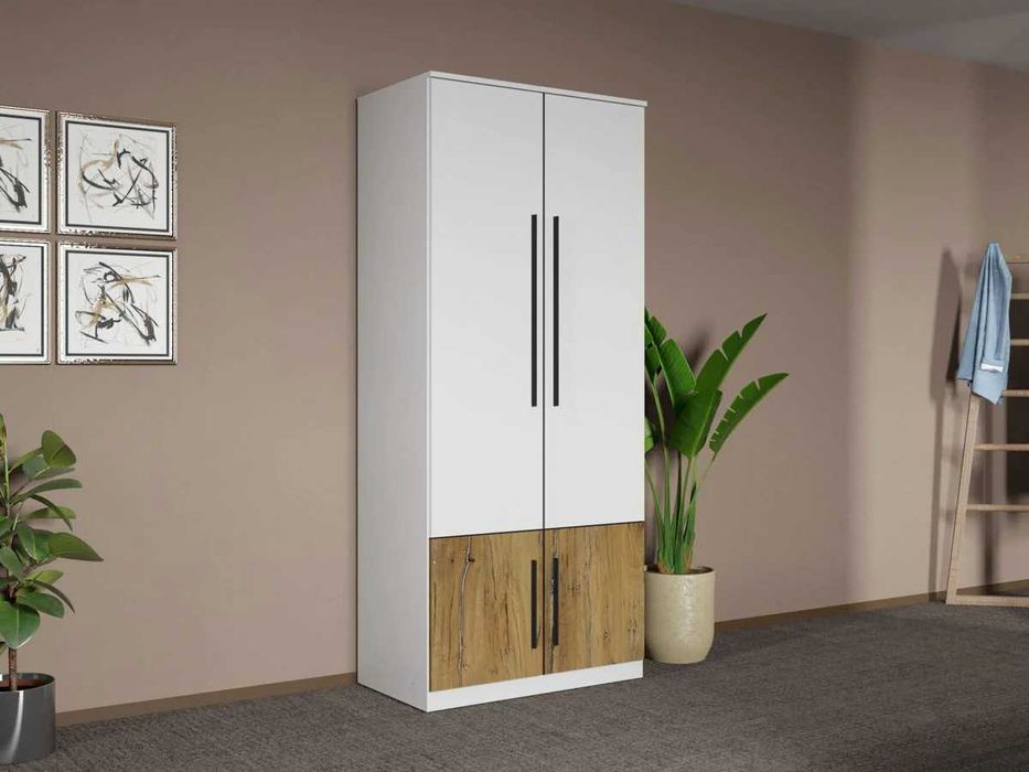 Dulap dormitor Alb+Stejar Eclipse C02 Braila • OLX.ro