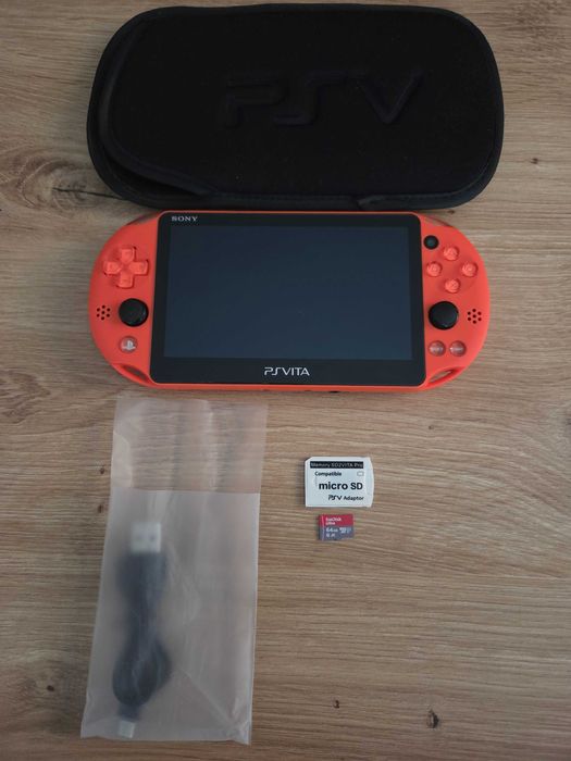 PS Vita Slim Red modat cu Sandisk Ultra 64gb impecabil cu folie Craiova ...