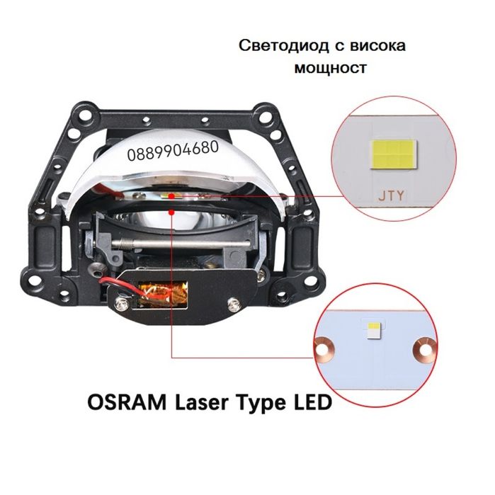 Bi-LED лупи за вграждане 3.0 inc 30 000 lum.+ Laser osram 12 v. гр ...