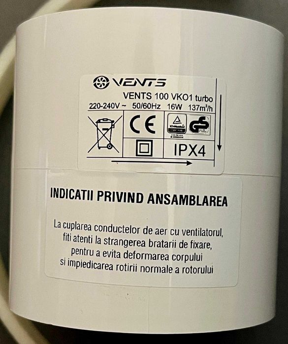 Ventilator de tubulatura in-line - Vents 100 VKO1 Turbo - Alb Bucuresti ...
