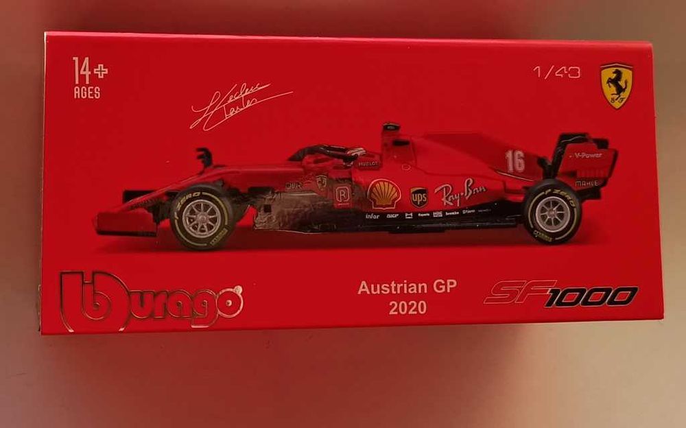 Macheta Ferrari SF1000 Leclerc cu pilot Formula 1 2020 - Bburago 1/43 ...