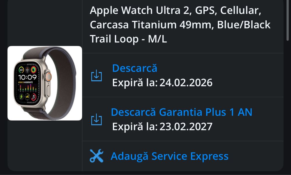 Apple Watch Ultra 2, GPS, Celluar, Titanium 49mm, Curea M/L Bucuresti ...