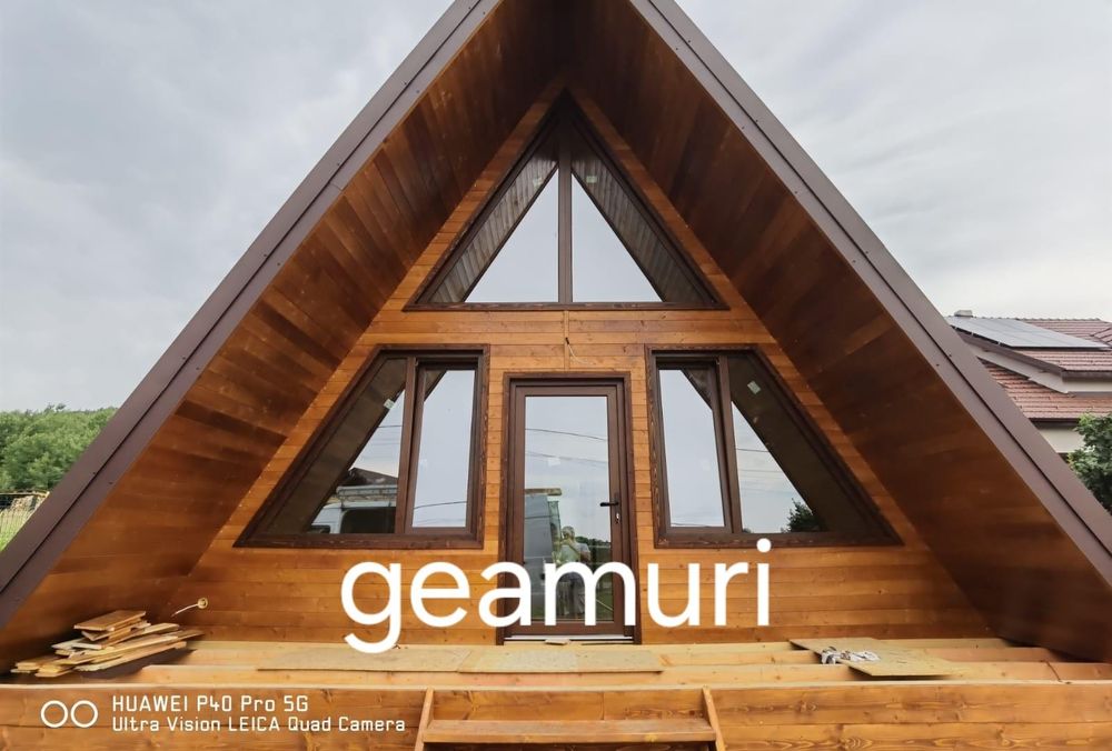 Cabane stil A Frame si case din structura de lemn, dimensiuni in funct ...