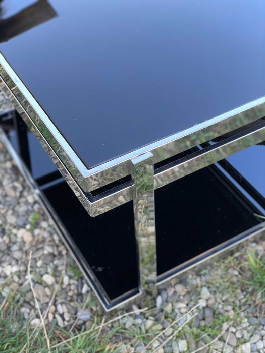 Masa cafea Design /sticla neagra /Tempered Glass/ Inox Iasi • OLX.ro