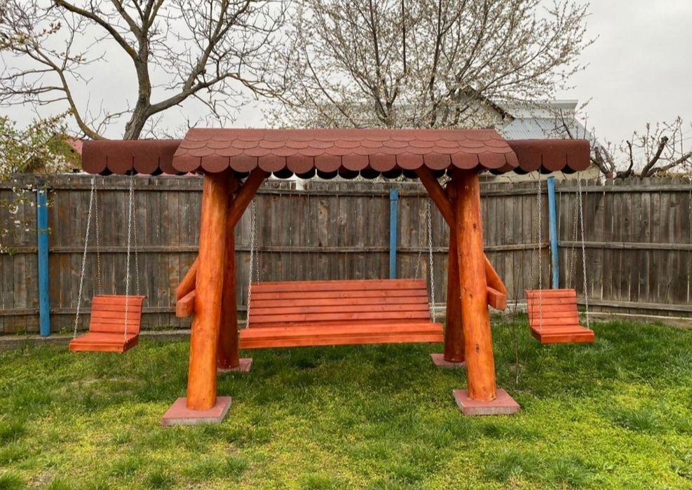 Masa cu băncuțe leagan balansoar rustic din lemn Suceava • OLX.ro