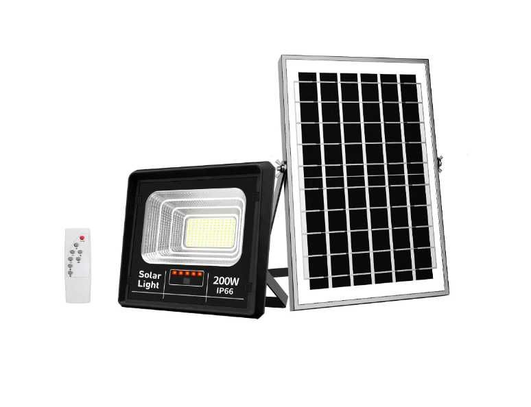 Proiector cu Panou Solar si Telecomanda JORTAN, Rezistenta IP66 200W ...