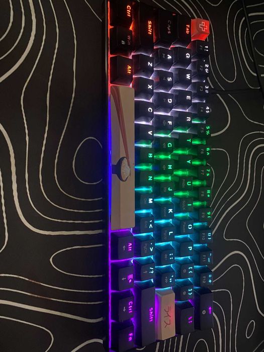 Tastatura mecanica Gaming QwertyKey Rice V2 Neagra Hotswap switch red ...