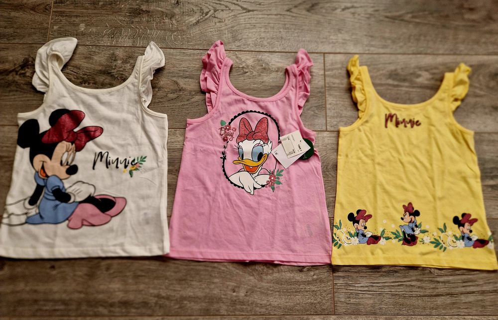 Set 3 maiouri noi cu eticheta, fetite 128, C&A, Minnie si Daisy Galati ...