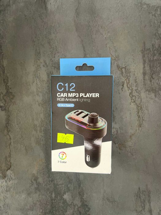 Modulator FM Auto C12 – MP3 Player, Încărcător USB + Type-C, Iluminare Craiova • OLX.ro