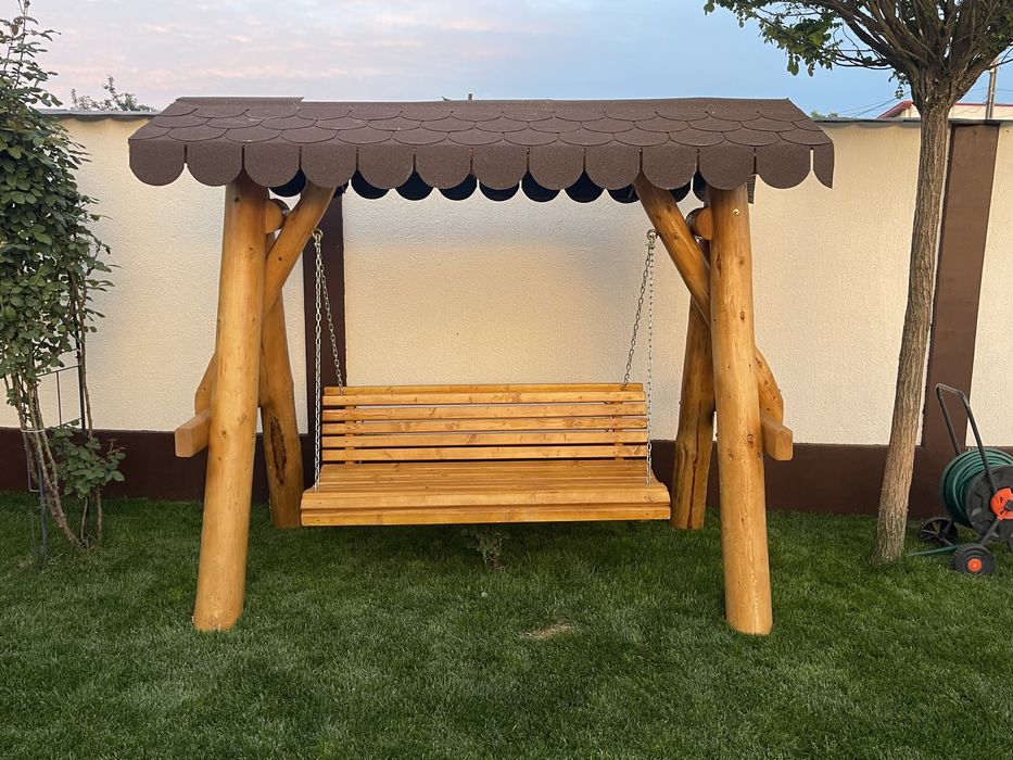 Leagan din lemn / balansoar rustic lemn rotund Pitesti • OLX.ro