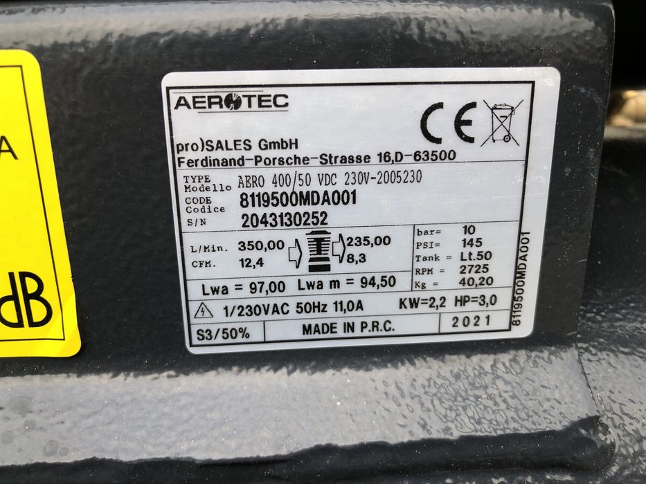 Compresor Aer AEROTEC AERO 400/50 VDC Fabricatie 2021 Medias • OLX.ro