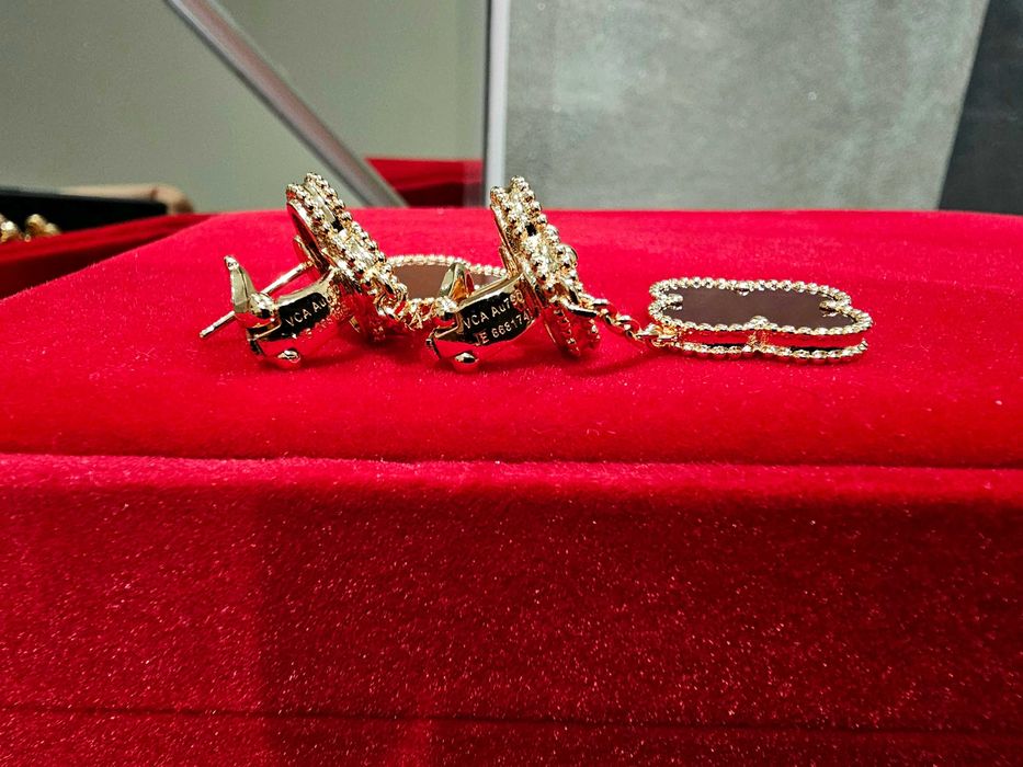 Van Cleef & Arpels VCA Rose Gold Red 2 Magic Alhambra Дамски Обеци гр ...