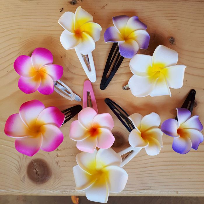 Agrafe par floare flori frangipani plumeria alb mov roz siclam superbe ...