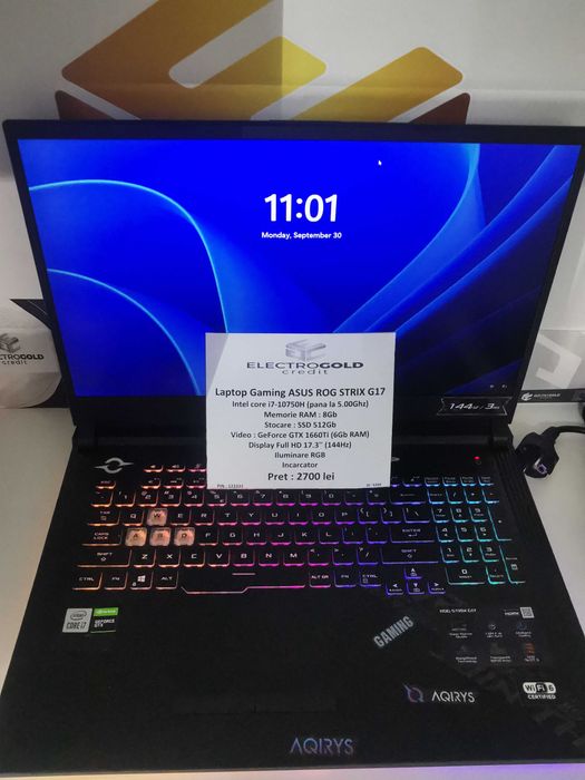 Laptop Gaming Asus ROG Strix G17 i7-10750/8Gb/512Gb/GTX1660Ti/RGB/17,3 ...
