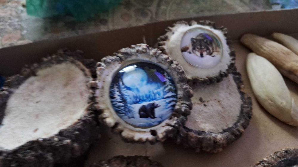 Idee de cadou ! Rozeta cerb cu medalion de lup ( caprior, urs ) Brasov ...