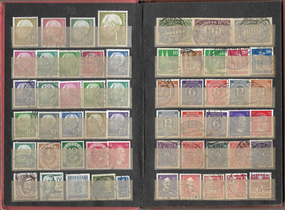 Super clasor plin cu timbre vechi Germania 6 file 12 pagini format A5 ...