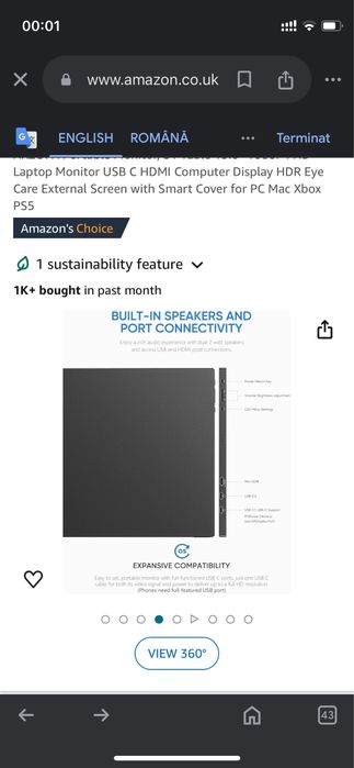 Monitor portabil YODOIT 15,6 inch 1080p full hd Branistea • OLX.ro