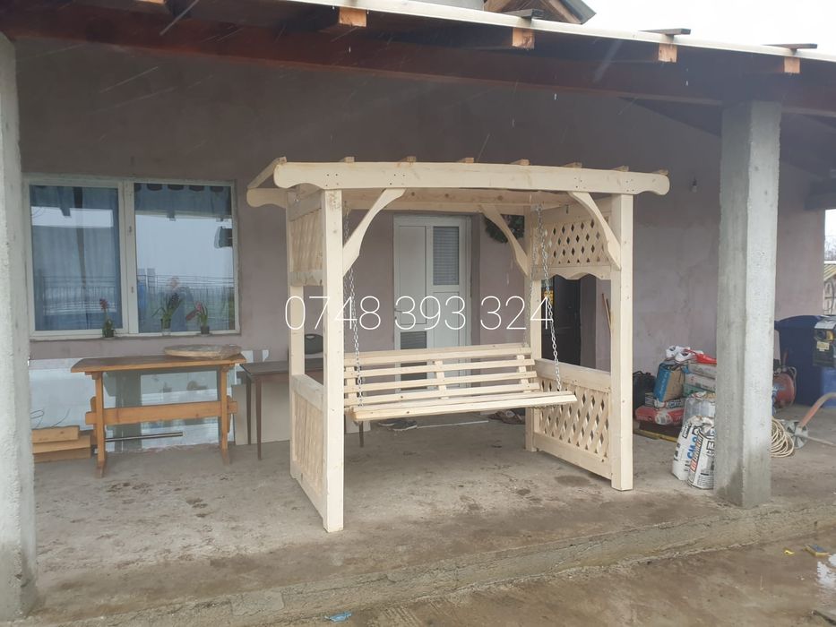 Balansoar leagan lemn rustic gradina Curcani • OLX.ro