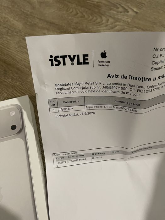 Iphone 17 PRO MAX 256GB. Nou garantie, factura Istyle Bucuresti ...