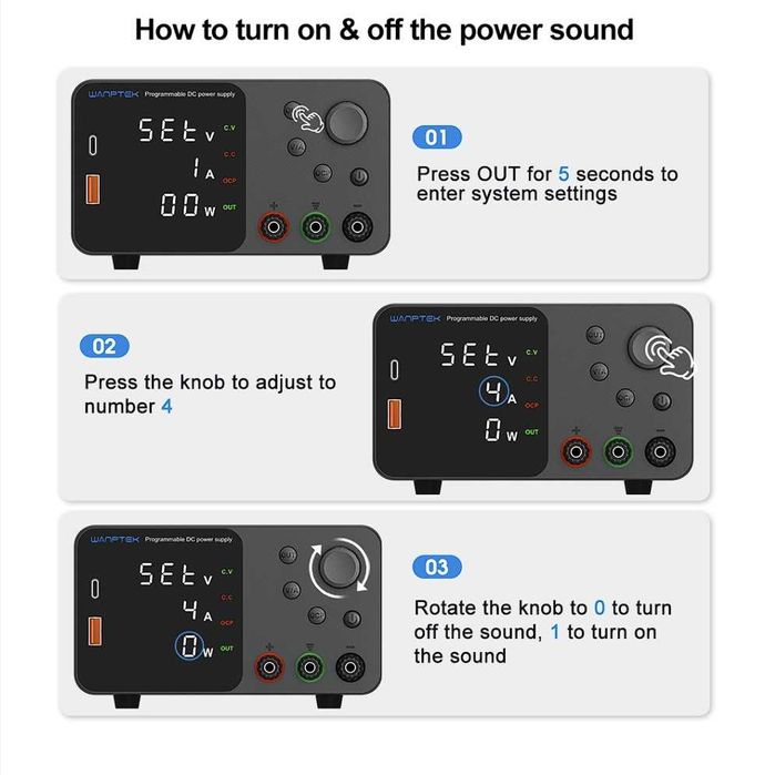 Sursa laborator de curent continuu programabila 30V 10A 300W USB A / C ...